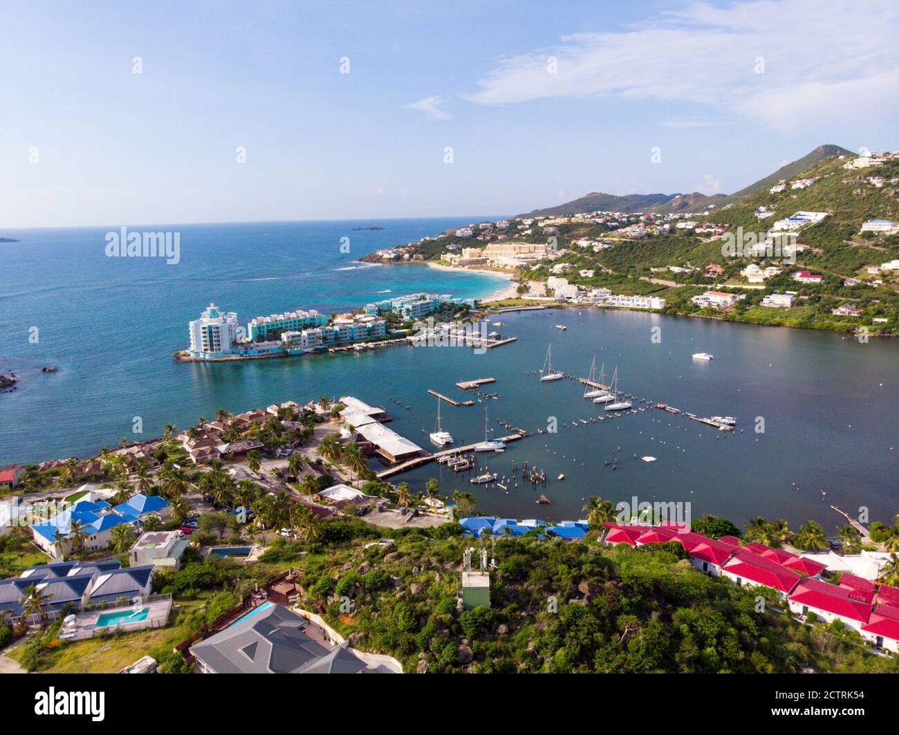 Aerial view of the Caribbean island of Sint maarten /Saint Martin ...