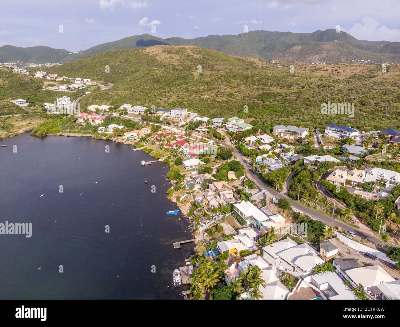 Aerial view of the Caribbean island of Sint maarten /Saint Martin ...