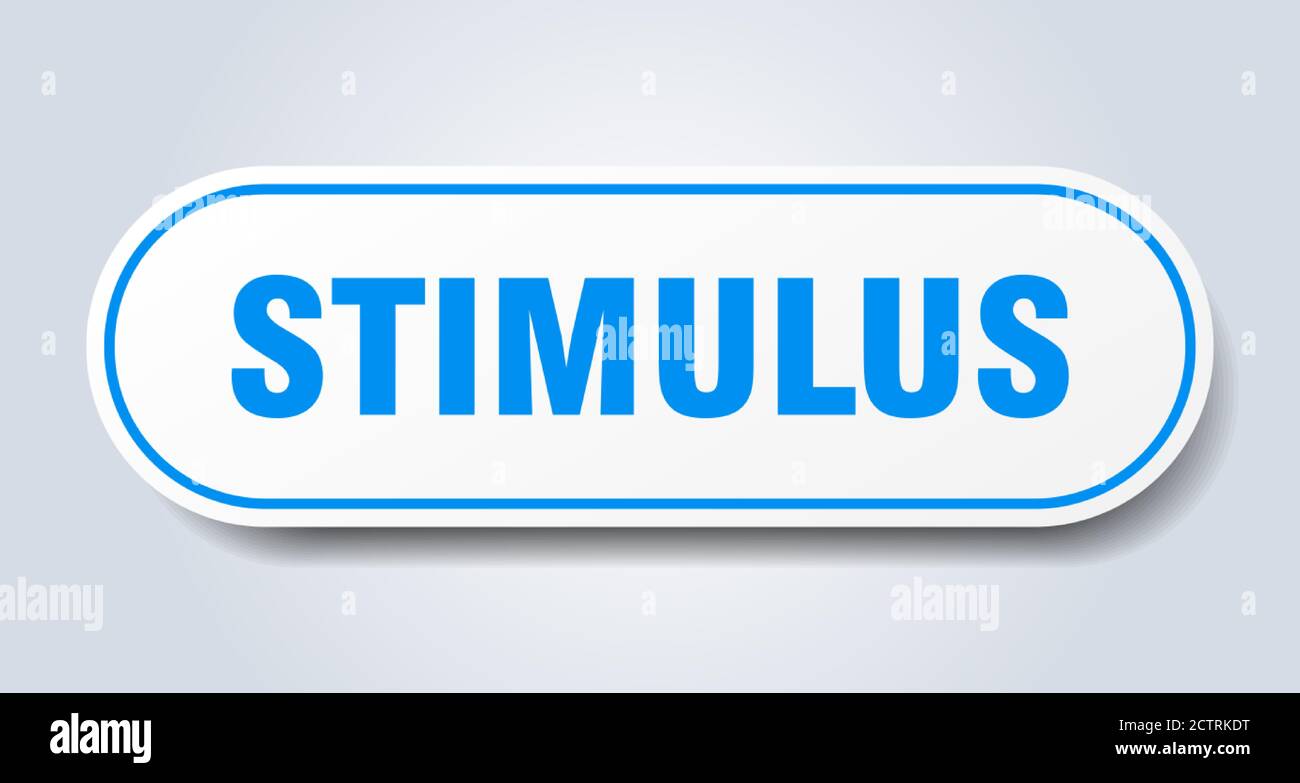 stimulus sign. rounded isolated sticker. white button Stock Vector ...