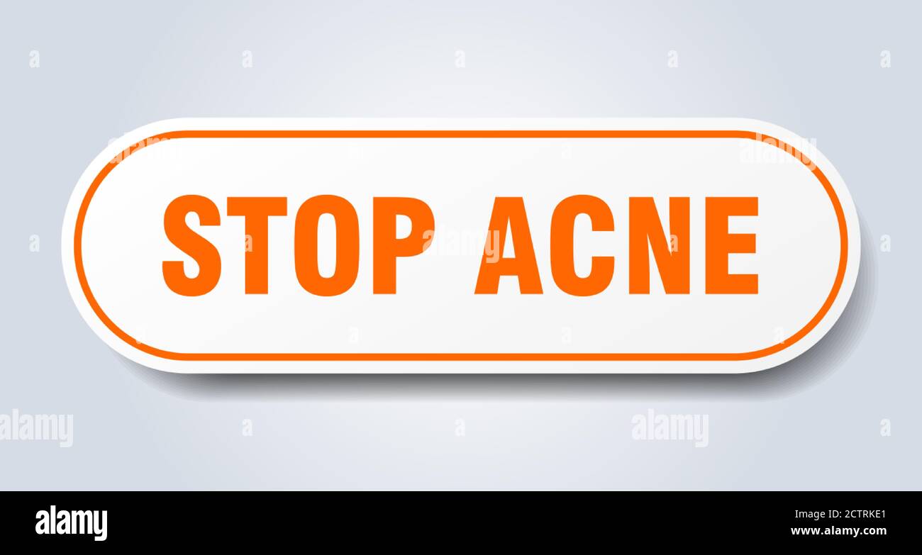 stop acne sign. rounded isolated sticker. white button Stock Vector ...