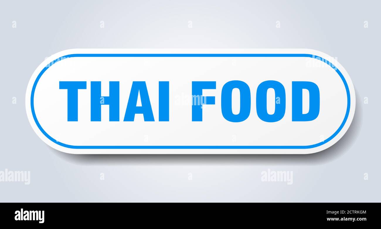 thai food sign. rounded isolated sticker. white button Stock Vector ...