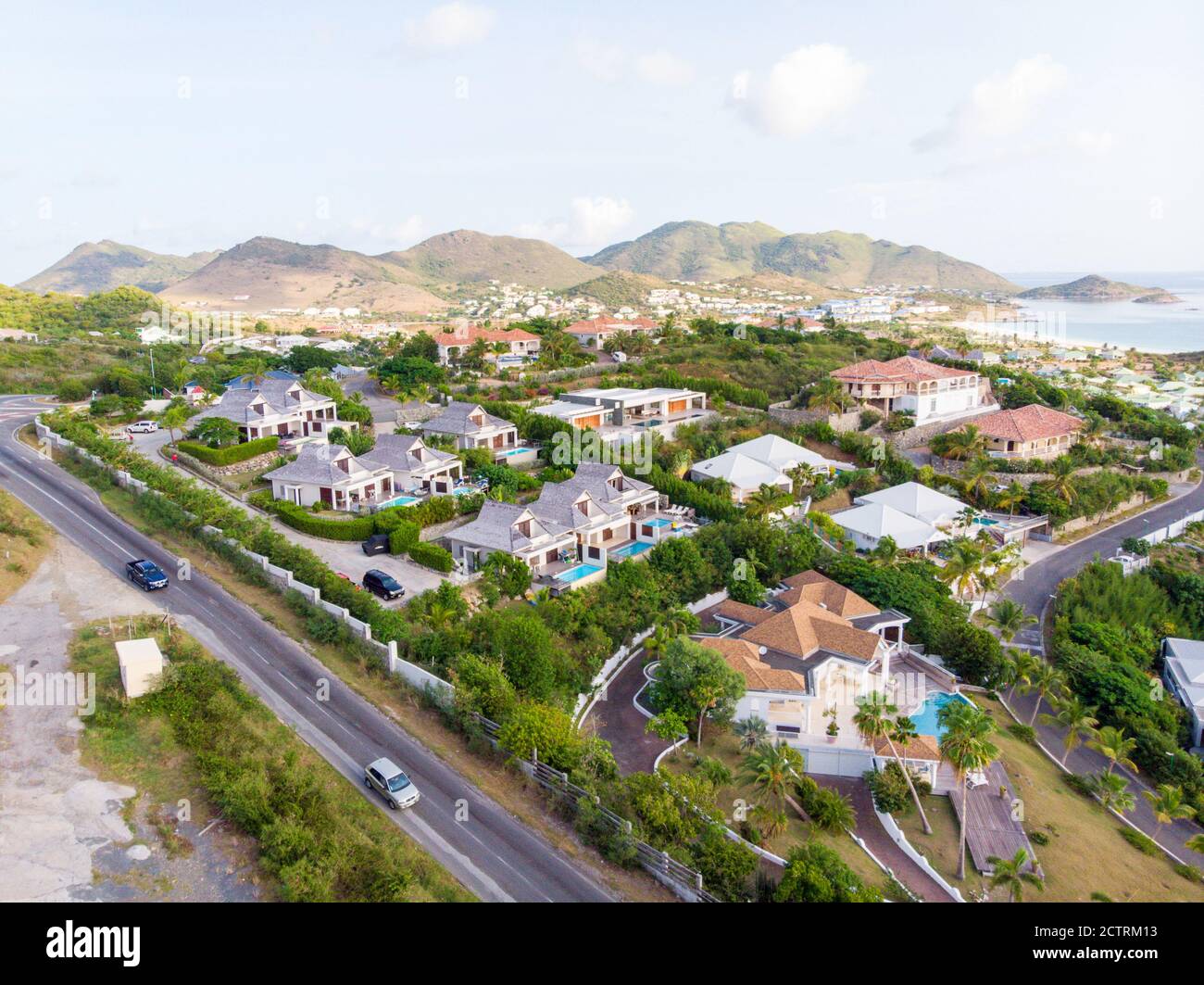 Aerial view of the Caribbean island of Sint maarten /Saint Martin ...