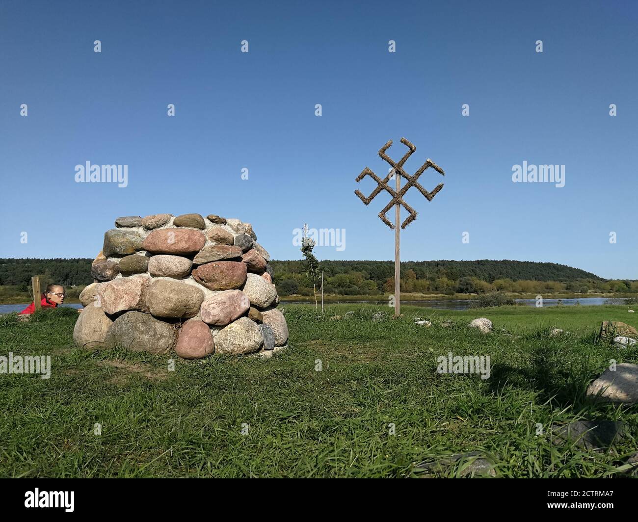 Ancient baltic culture pagan fire altar called aukuras for pagan ...
