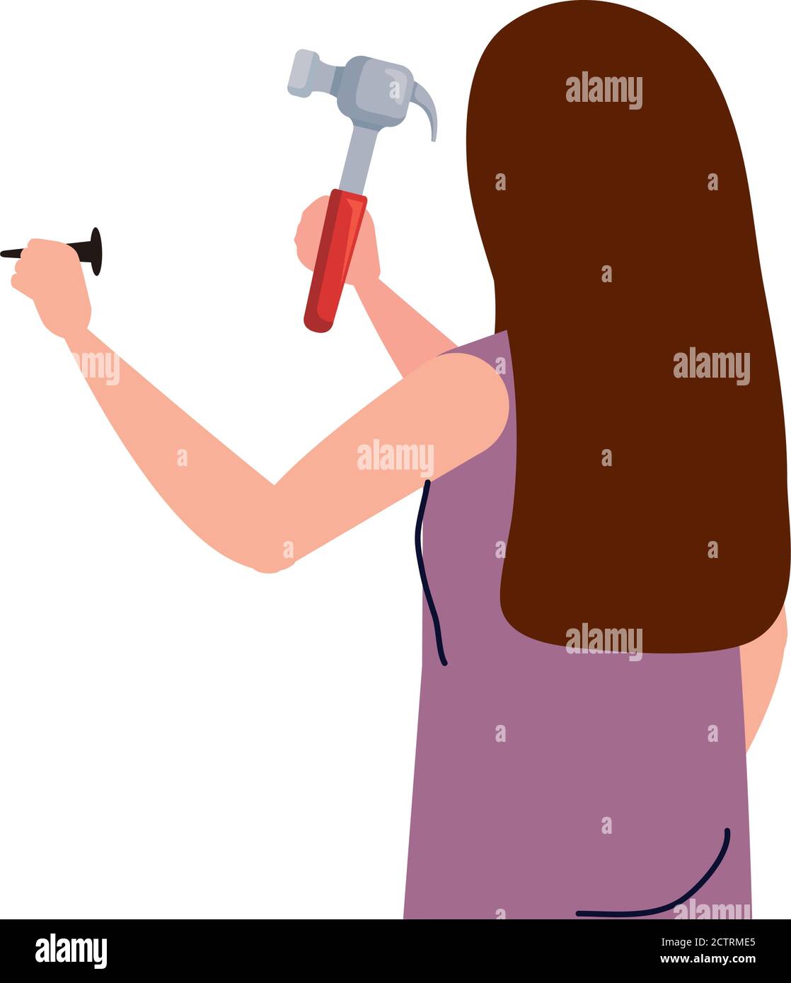 woman cartoon with construction hammer vector design Stock Vector Image ...
