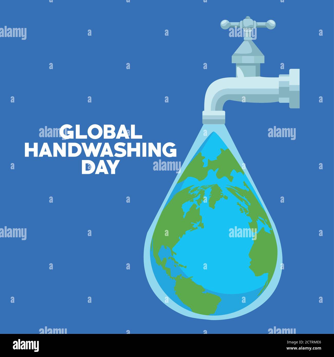 global handwashing day campaign with water faucet and earth planet in ...