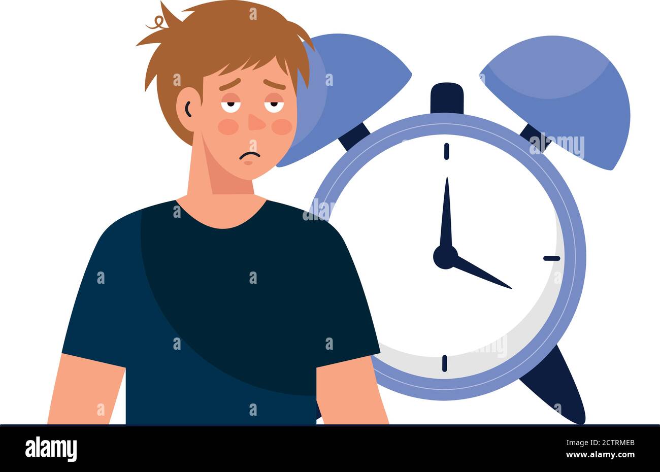 man cartoon with insomnia and clock vector design Stock Vector Image ...