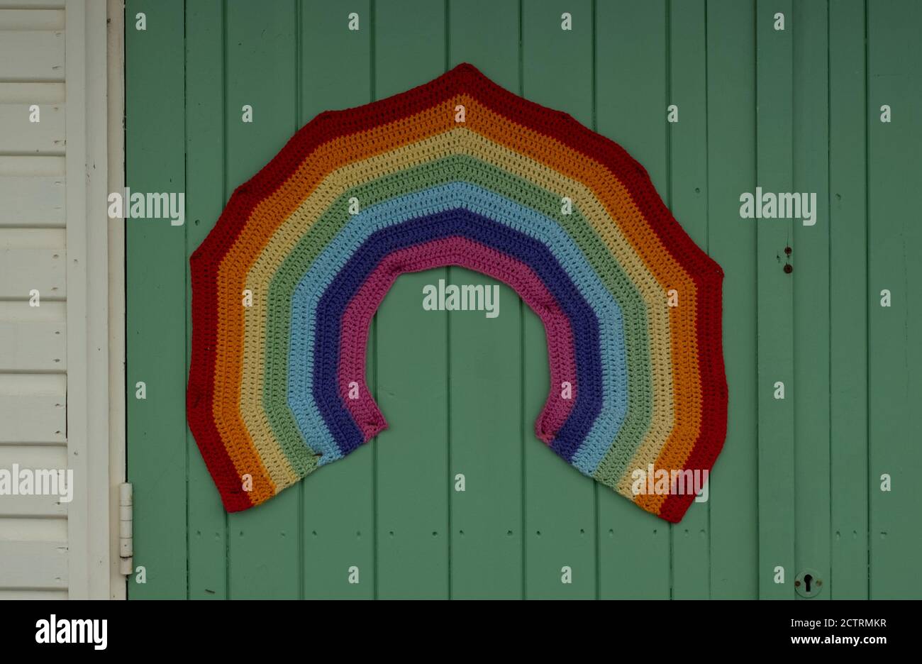Colourful crocheted rainbow, a symbol of gratitude to the National ...