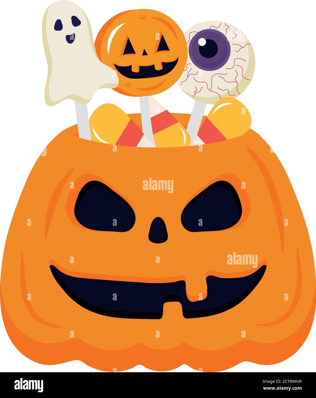 halloween pumpkin cartoon with candies vector design Stock Vector Image ...