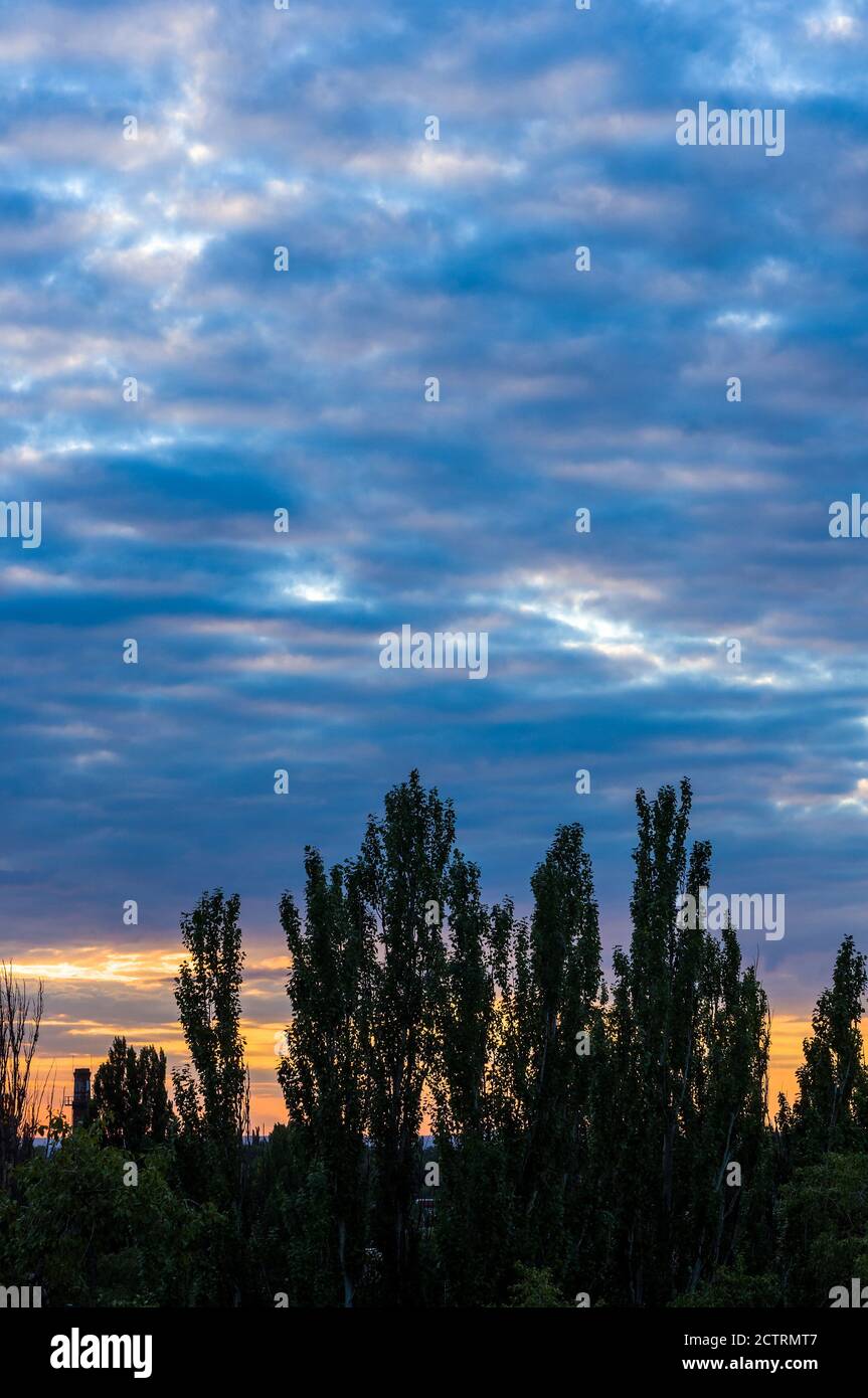 Landscape with dramatic light - beautiful golden sunset with saturated ...