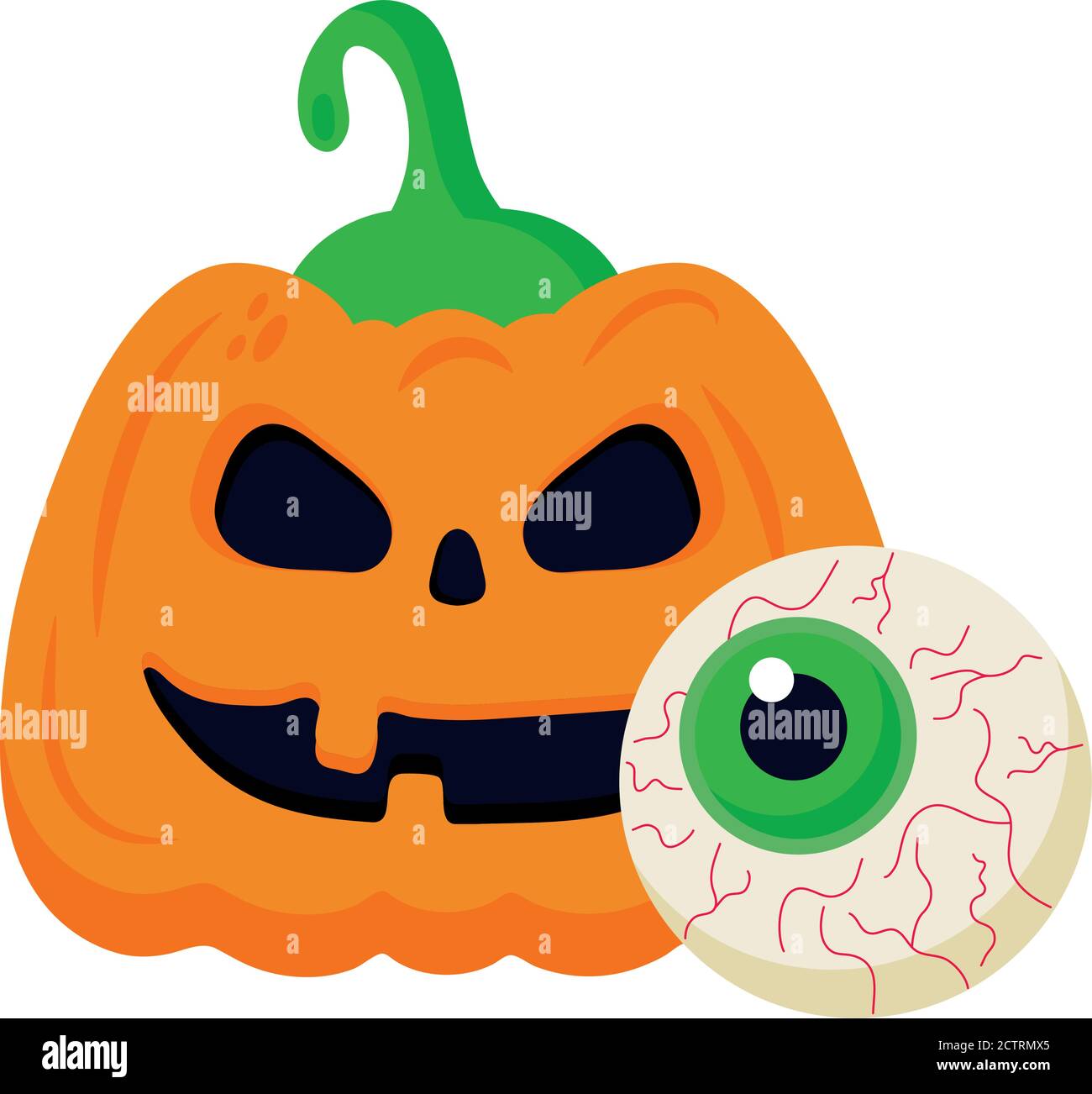 halloween pumpkin and eye cartoons vector design Stock Vector Image ...