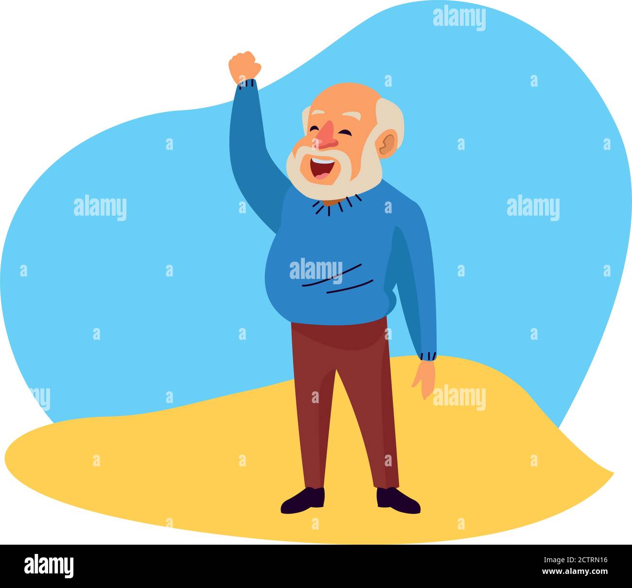 old man with hand up active senior character vector illustration design ...