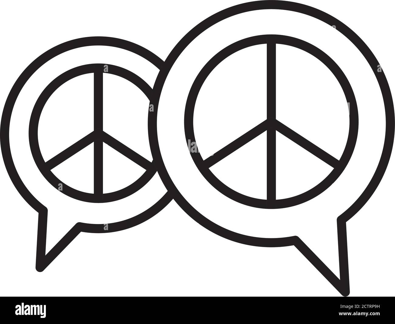 peace symbols in speech bubbles line style icon vector illustration ...