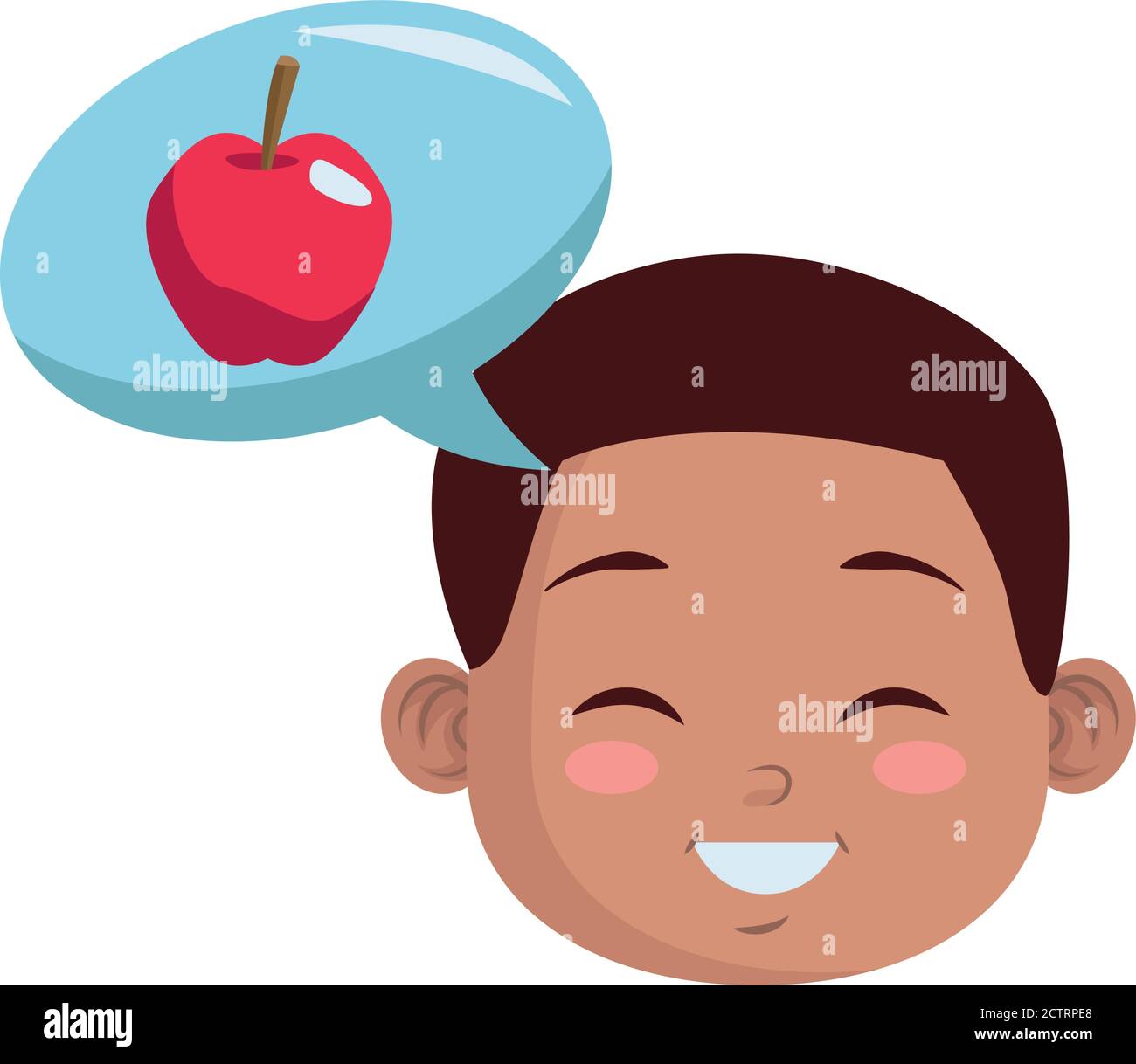 cute afro little boy student thinking in apple vector illustration ...