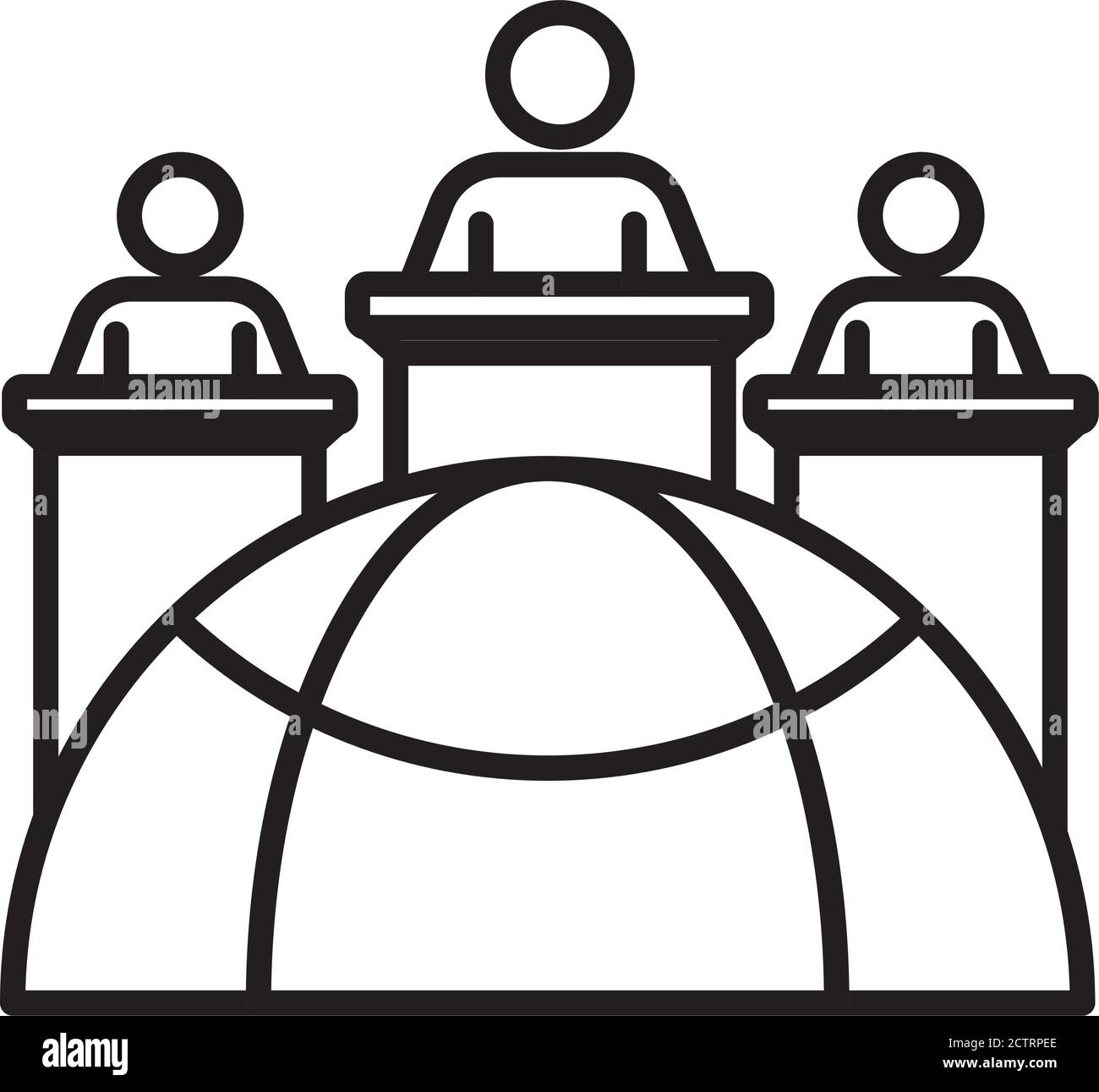 sphere browser with people around in speech stages line style icon ...