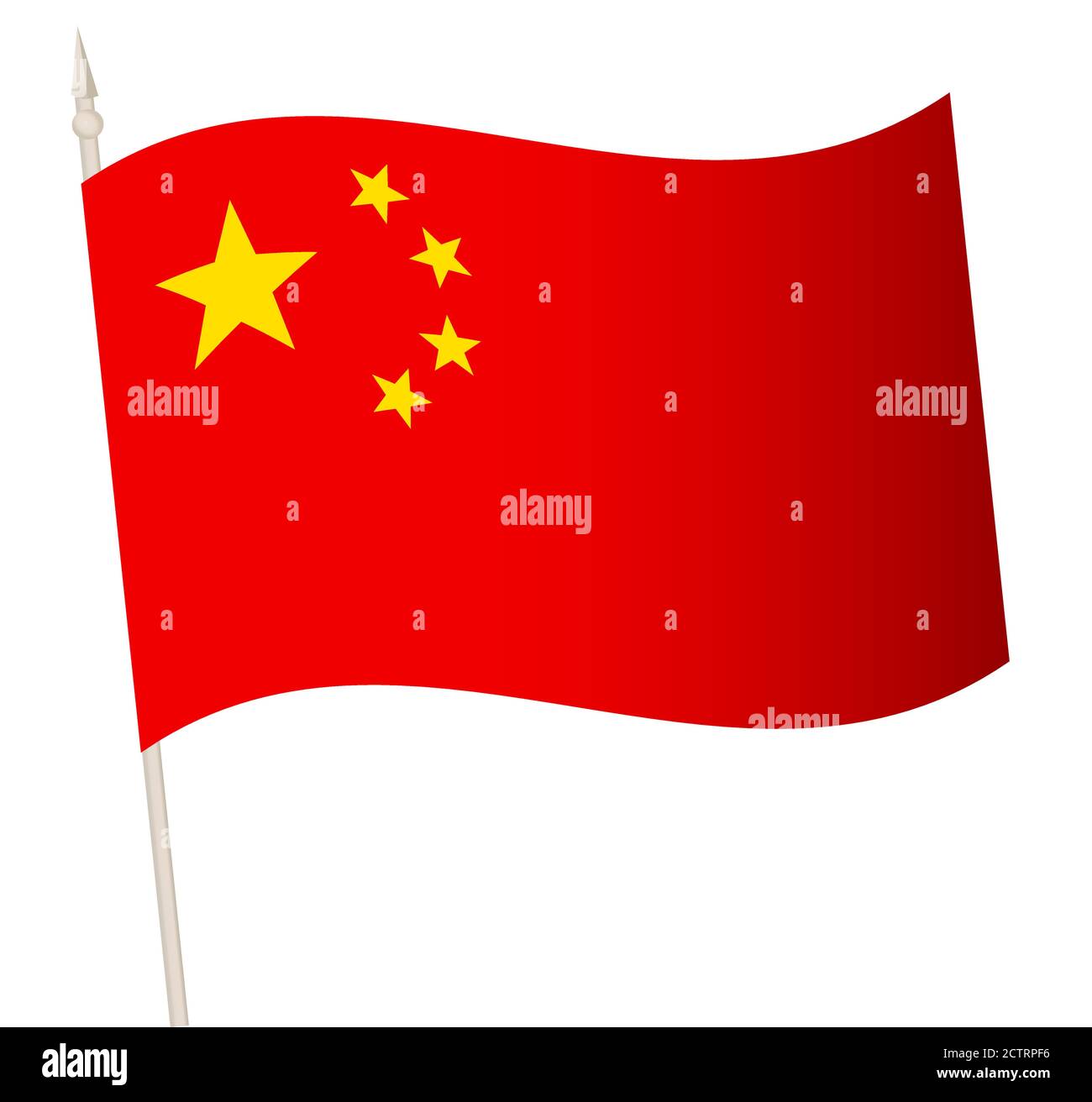 Vector Waving Flag On A Flagpole The National Flag Of China Color vector-waving-flag-on-a-flagpole-the-national-flag-of-china-color