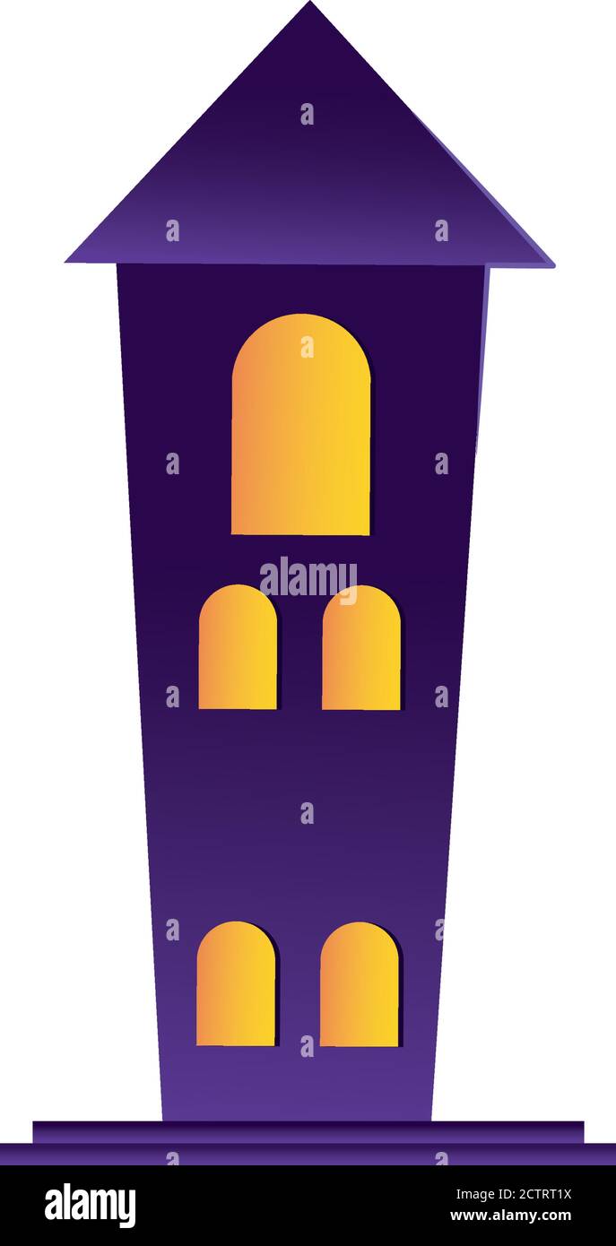 halloween tower icon over white background, colorful design, vector ...