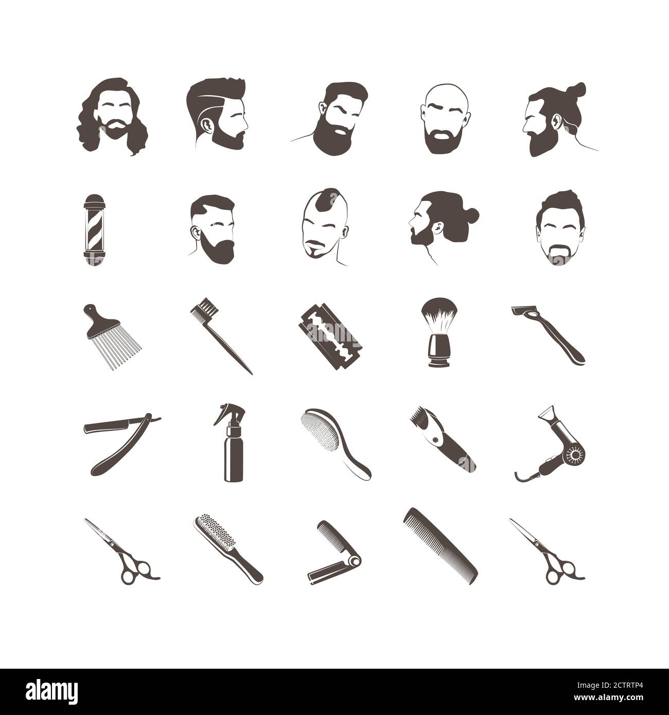 Set of vector elements for the design of the barber shop. Isolated ...