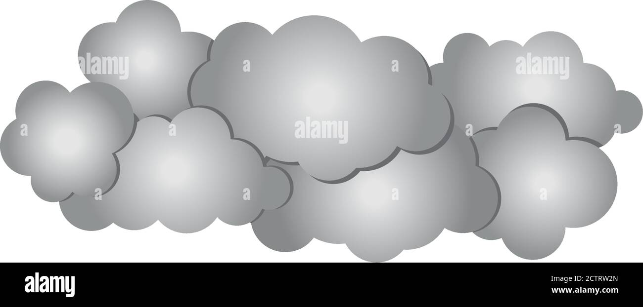 gray clouds icon over white background, colorful design, vector ...