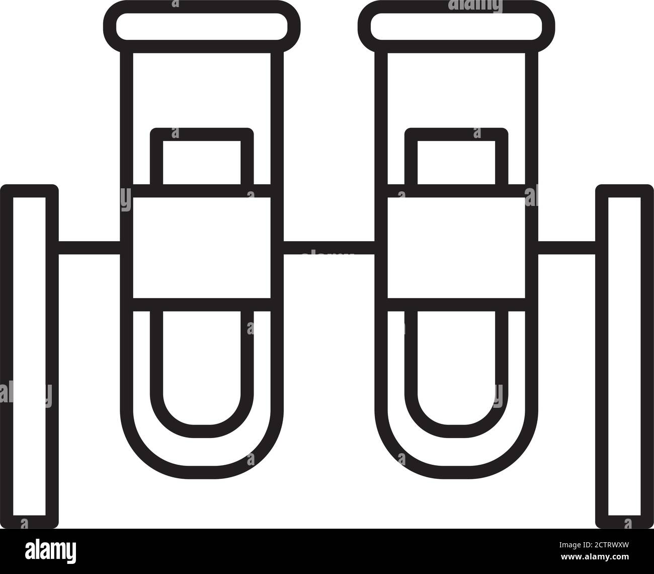 test tubes on stand icon over white background, line style, vector ...