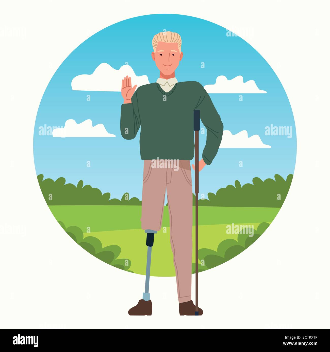 man with leg prosthesis character vector illustration design Stock ...