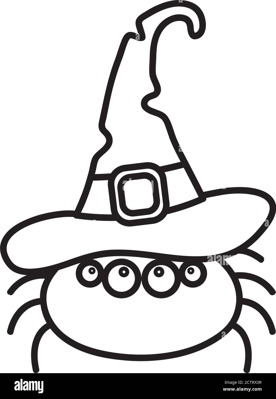halloween spider with witch hat over white background, line style ...