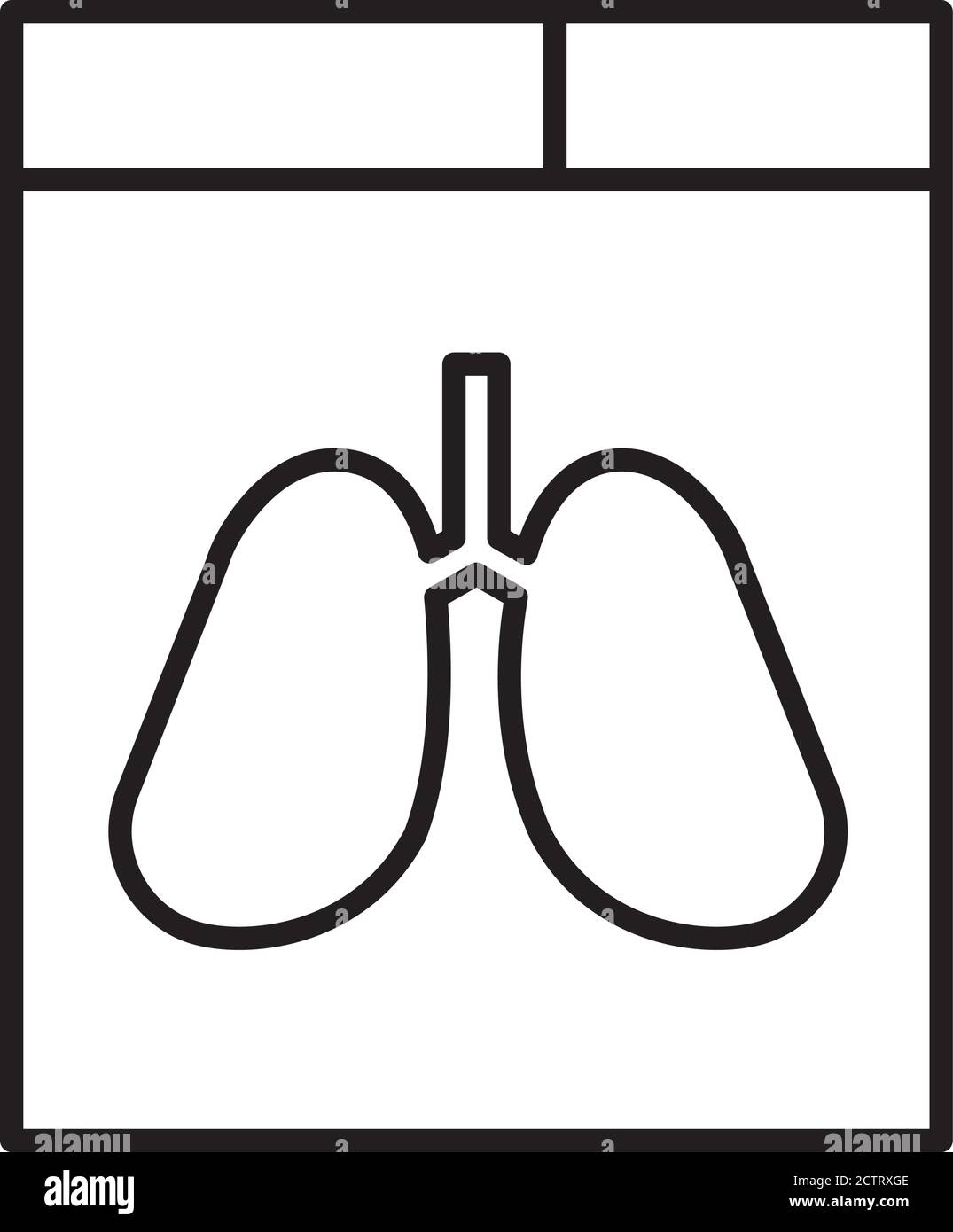 Lungs Xray Icon Over White Background Line Style Vector Illustration