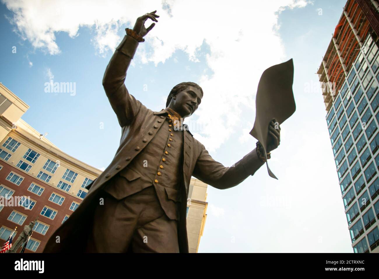 Bronze statue depicts the historic public reading of the Declaration of ...