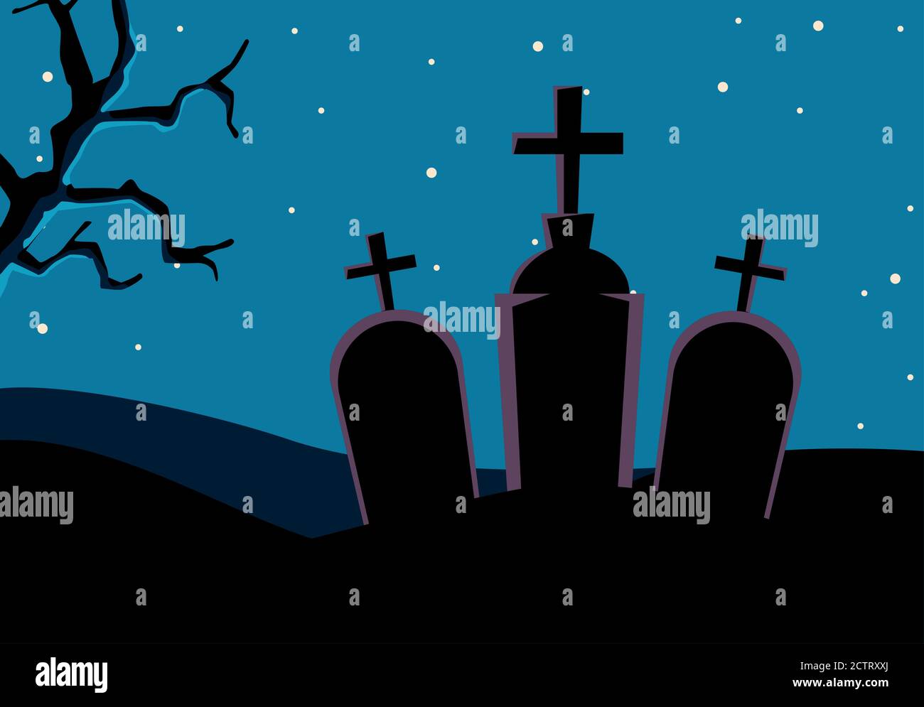 halloween graveyards tombs cemetery scene vector illustration design ...