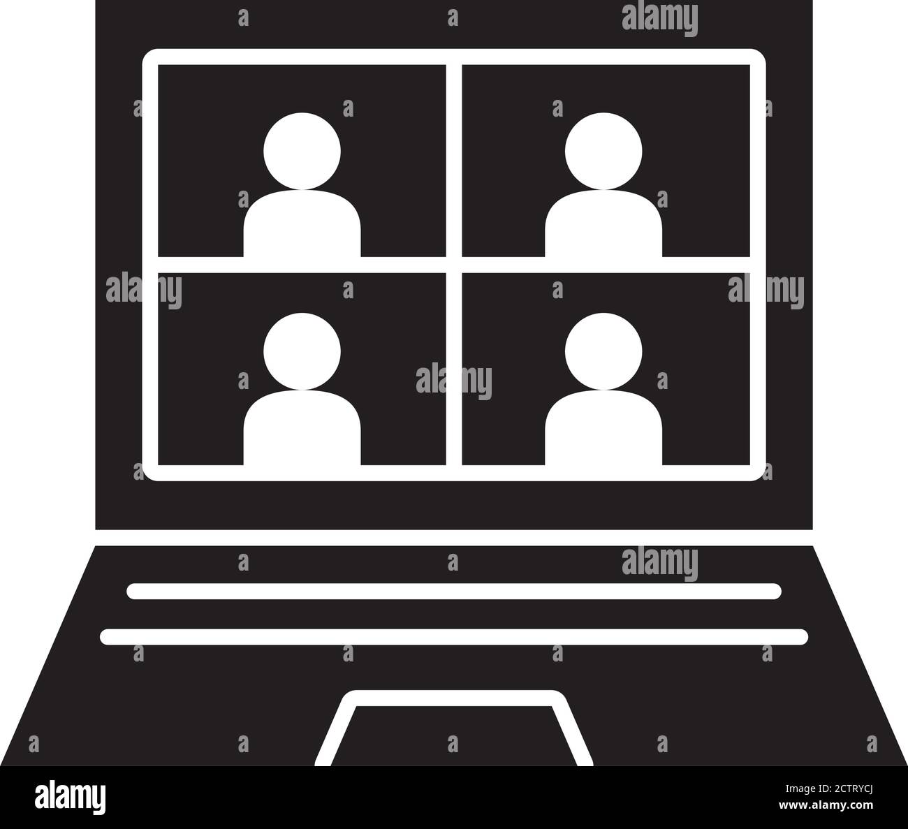 laptop computer with Video conference meeting in computer screen over ...