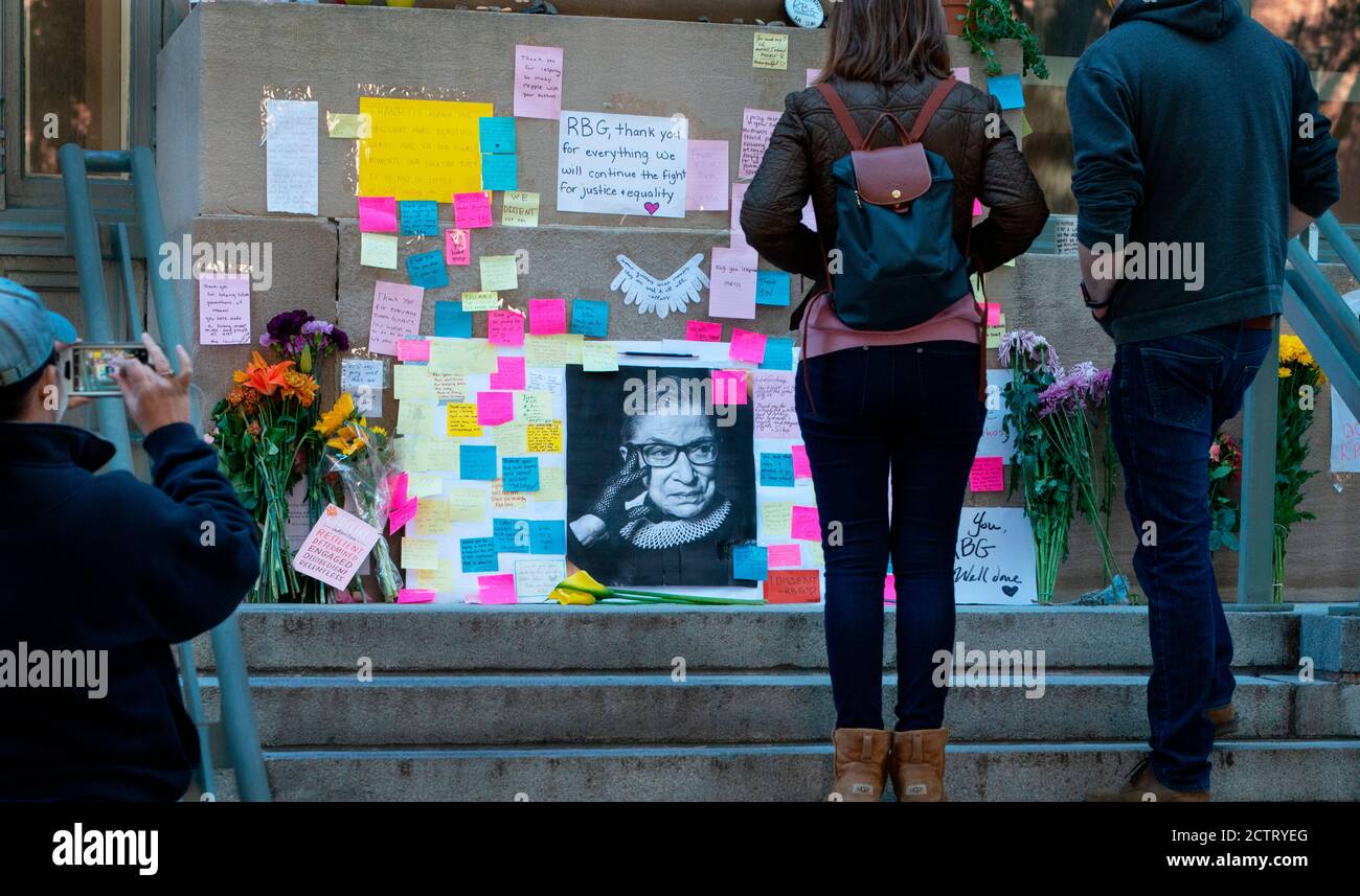 Memorial to Supreme Court Justice Ruth Bader Ginsburg (1933-2020) on ...