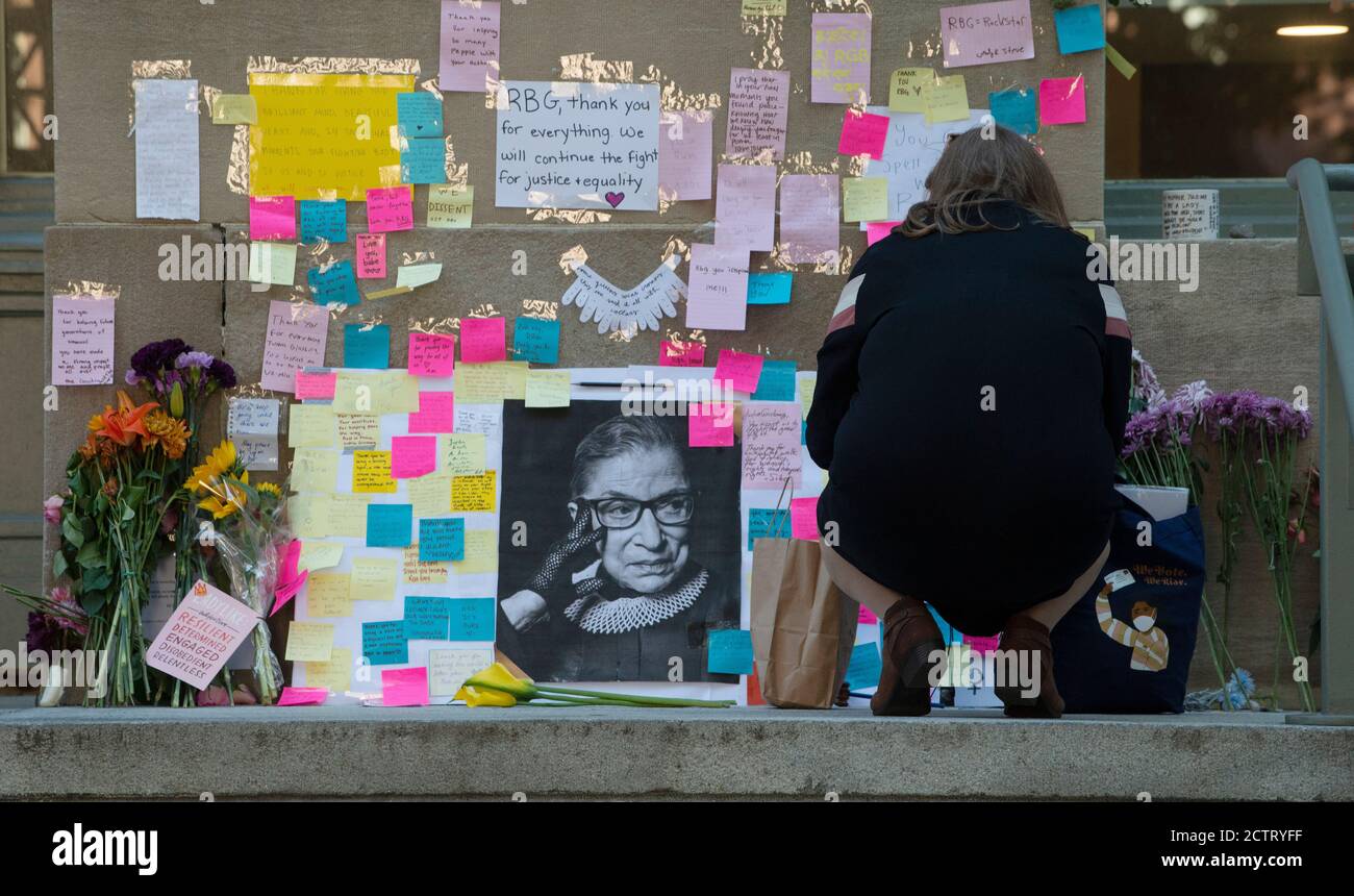 Memorial to Supreme Court Justice Ruth Bader Ginsburg (1933-2020) on ...