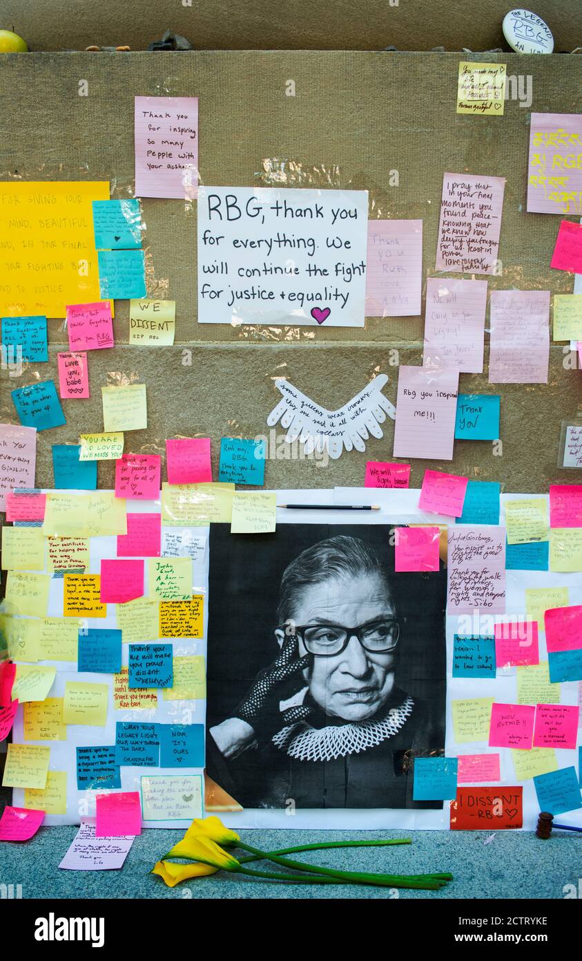 Memorial to Supreme Court Justice Ruth Bader Ginsburg (1933-2020) on ...