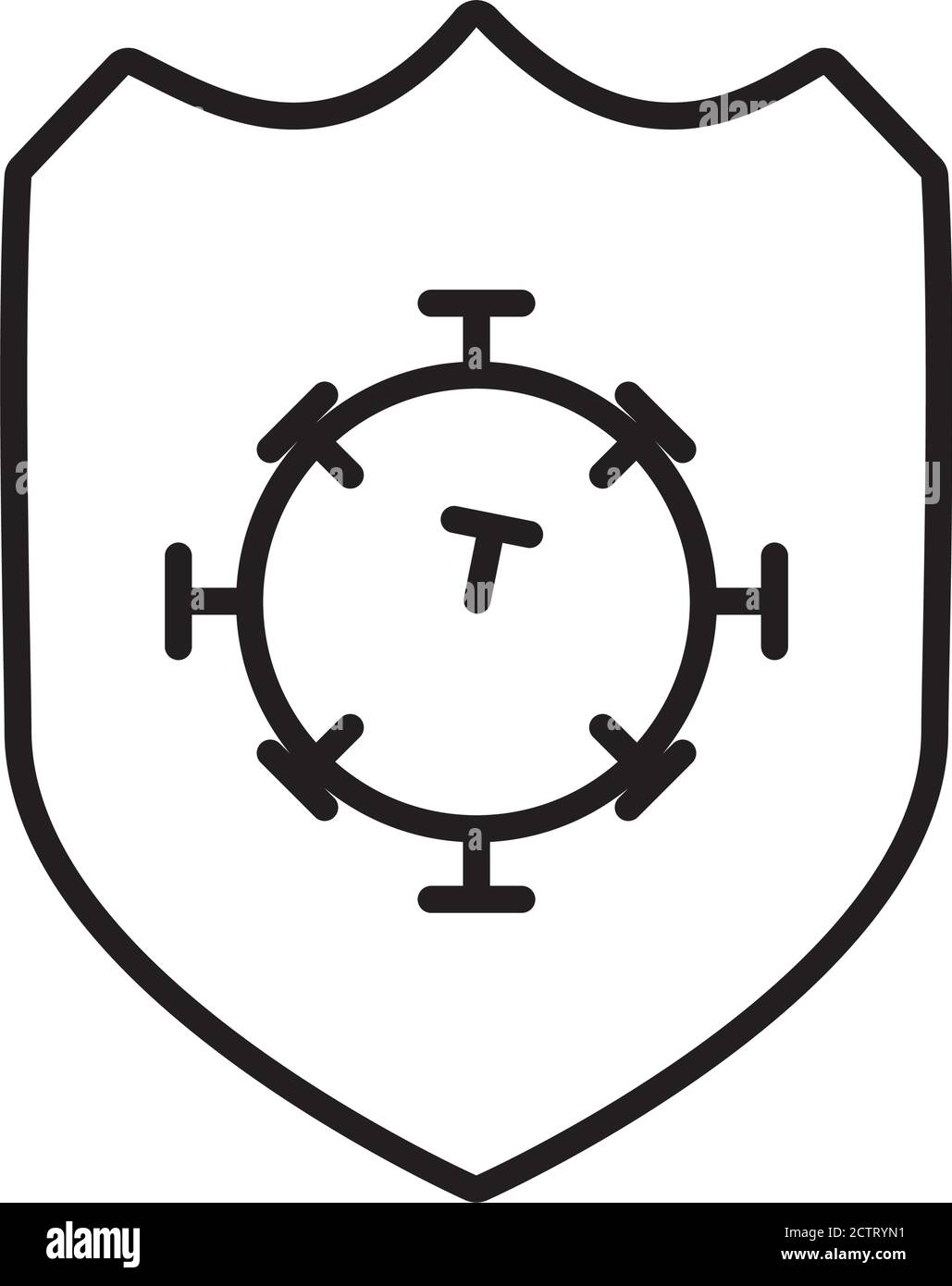 shield with coronavirus icon over white background, line style, vector ...