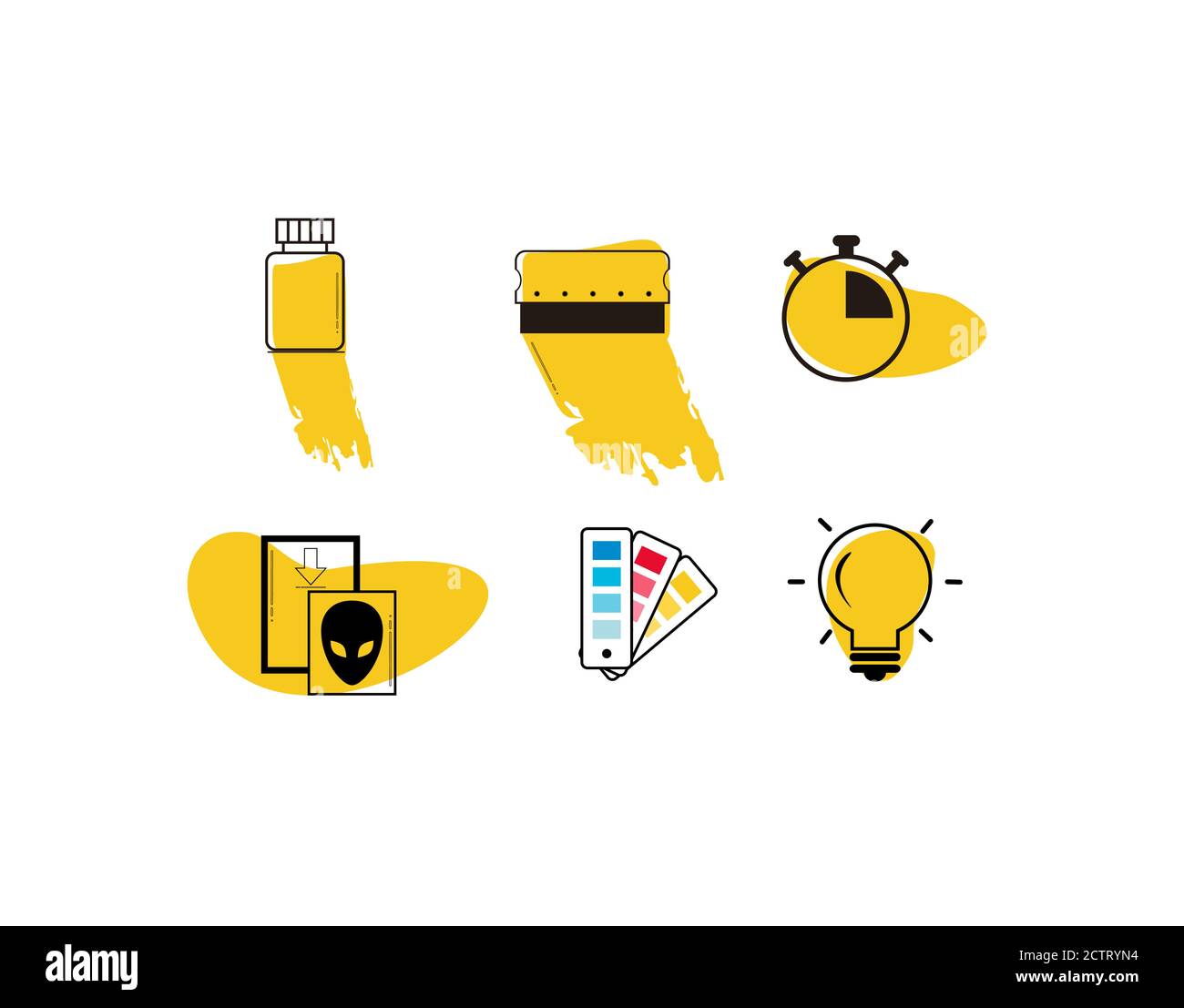 Set Screen Printing Flat Icon on white background in vector ...