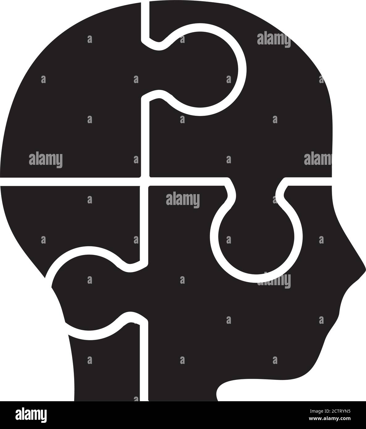 jigsaw pieces in head shape icon over white background, silhouette ...
