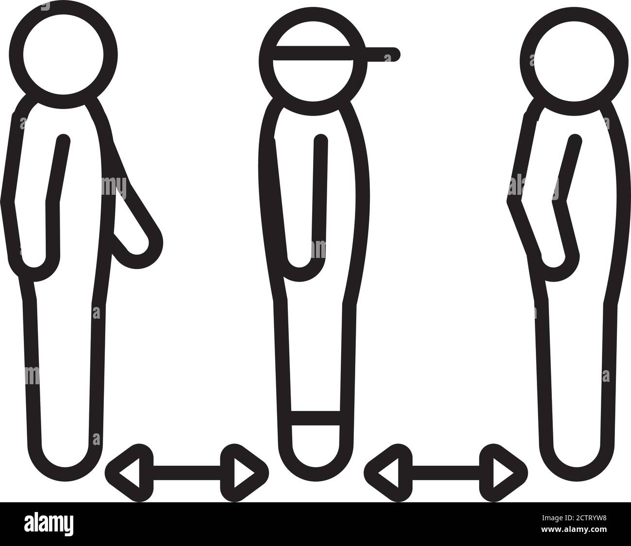 pictogram people standing keeping the social distance over white ...