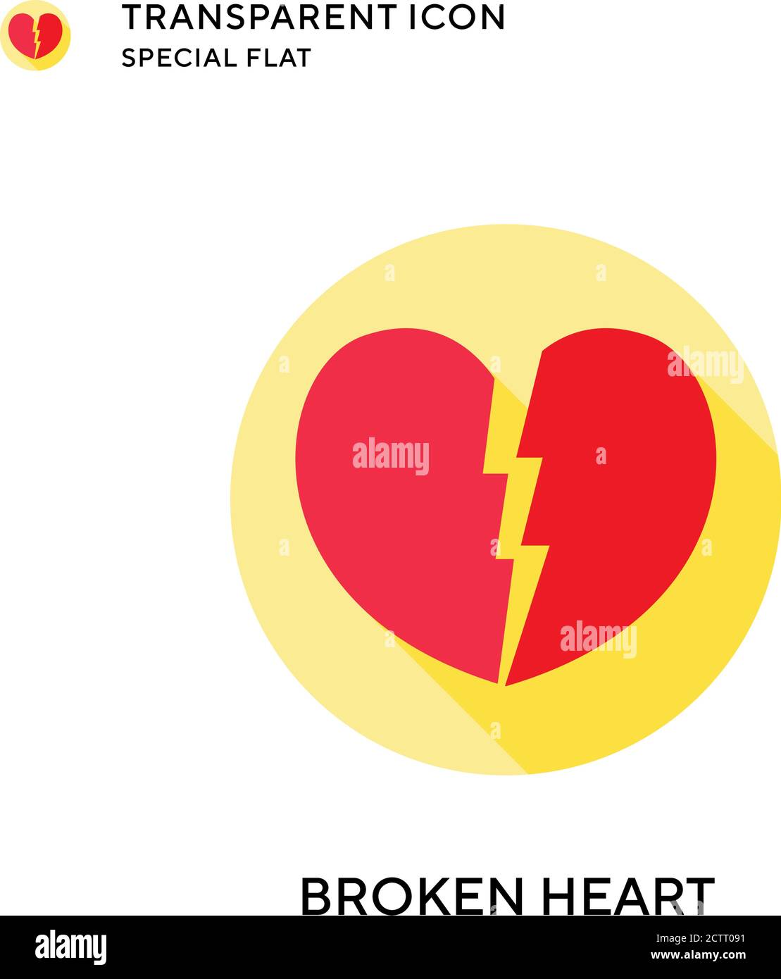 Broken heart vector icon. Flat style illustration. EPS 10 vector Stock ...