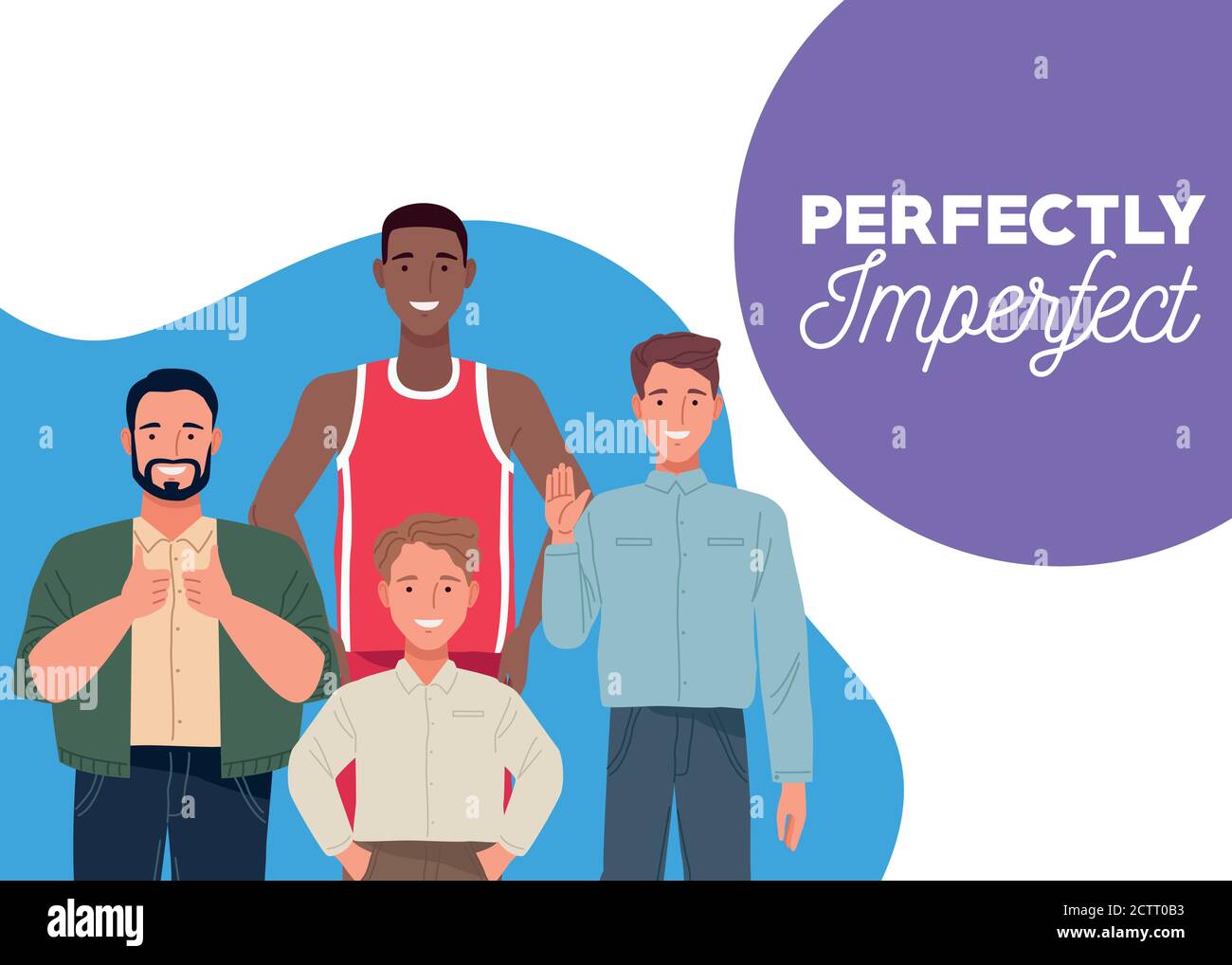 perfectly imperfect people group characters with lettering scene vector ...