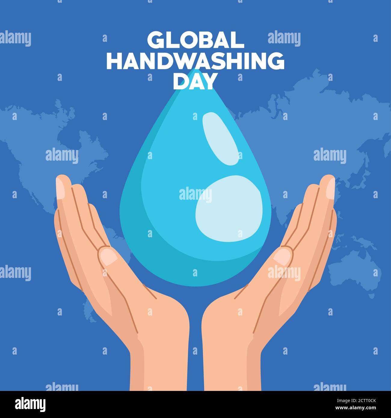 Global Handwashing Day Campaign With Hands Protecting Water Drop In