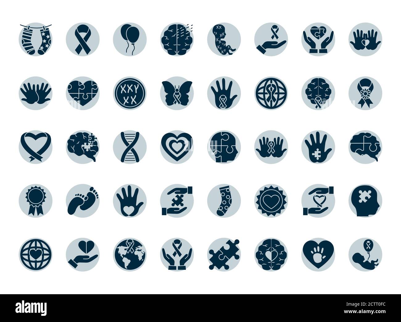 icon set of down syndrome over white background, silhouette style ...