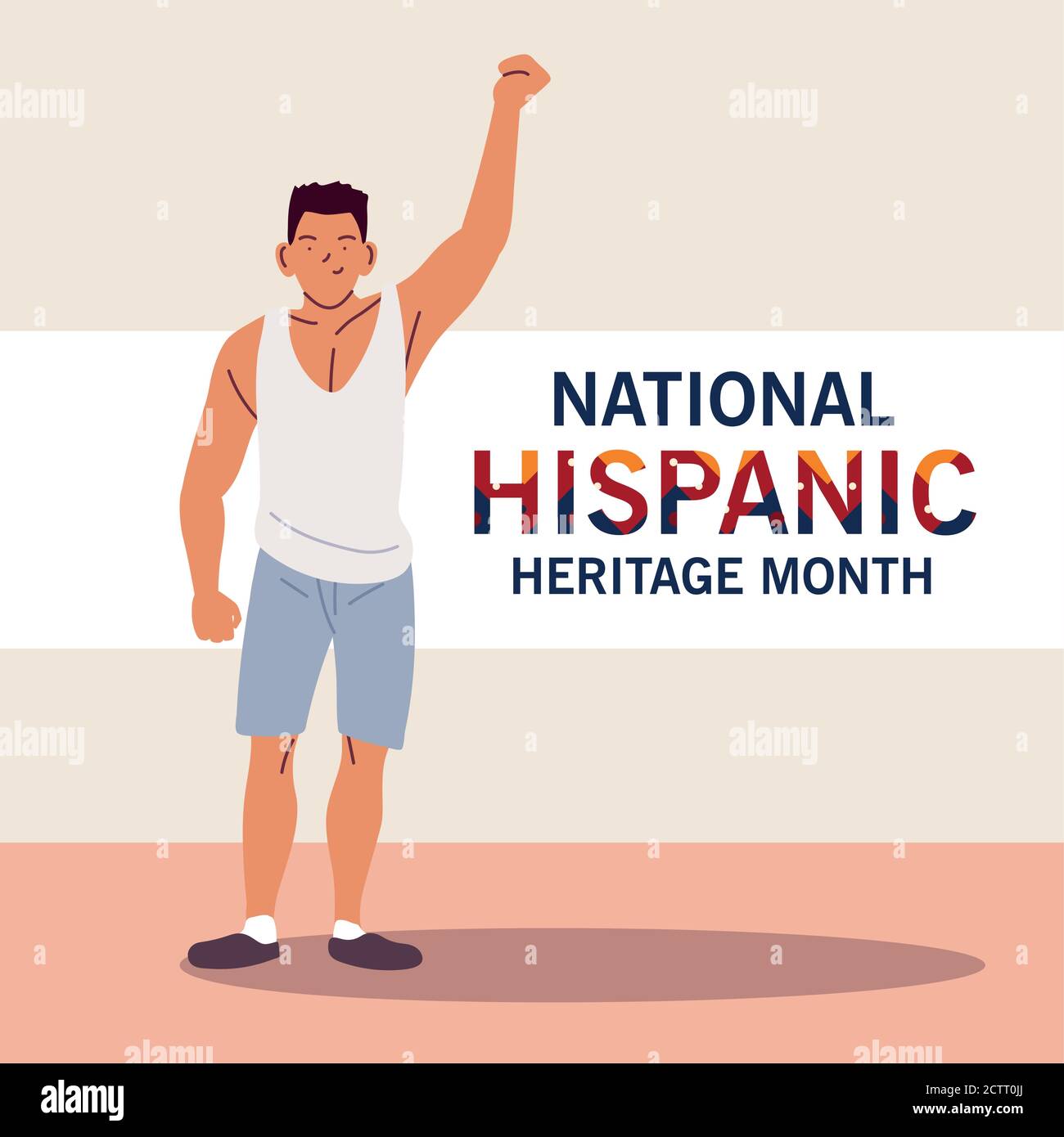 national hispanic heritage month with latin man cartoon design, culture ...