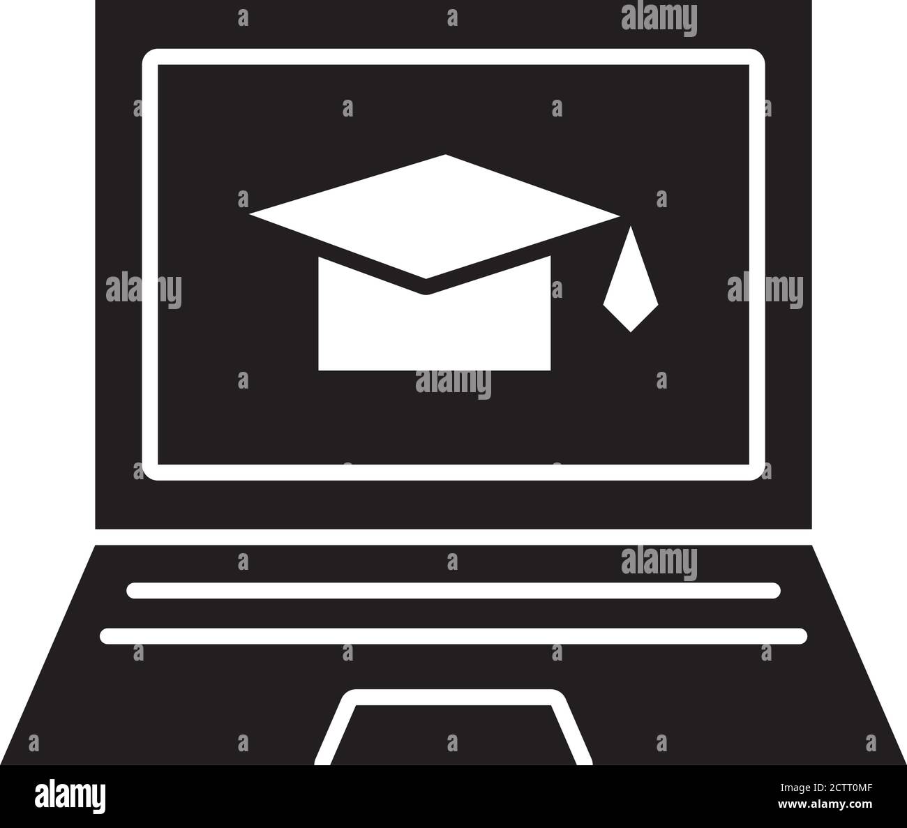 laptop computer with graduation cap icon over white background ...