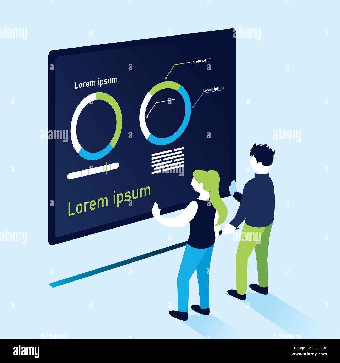 donut charts infographic with woman and man design, Data information ...