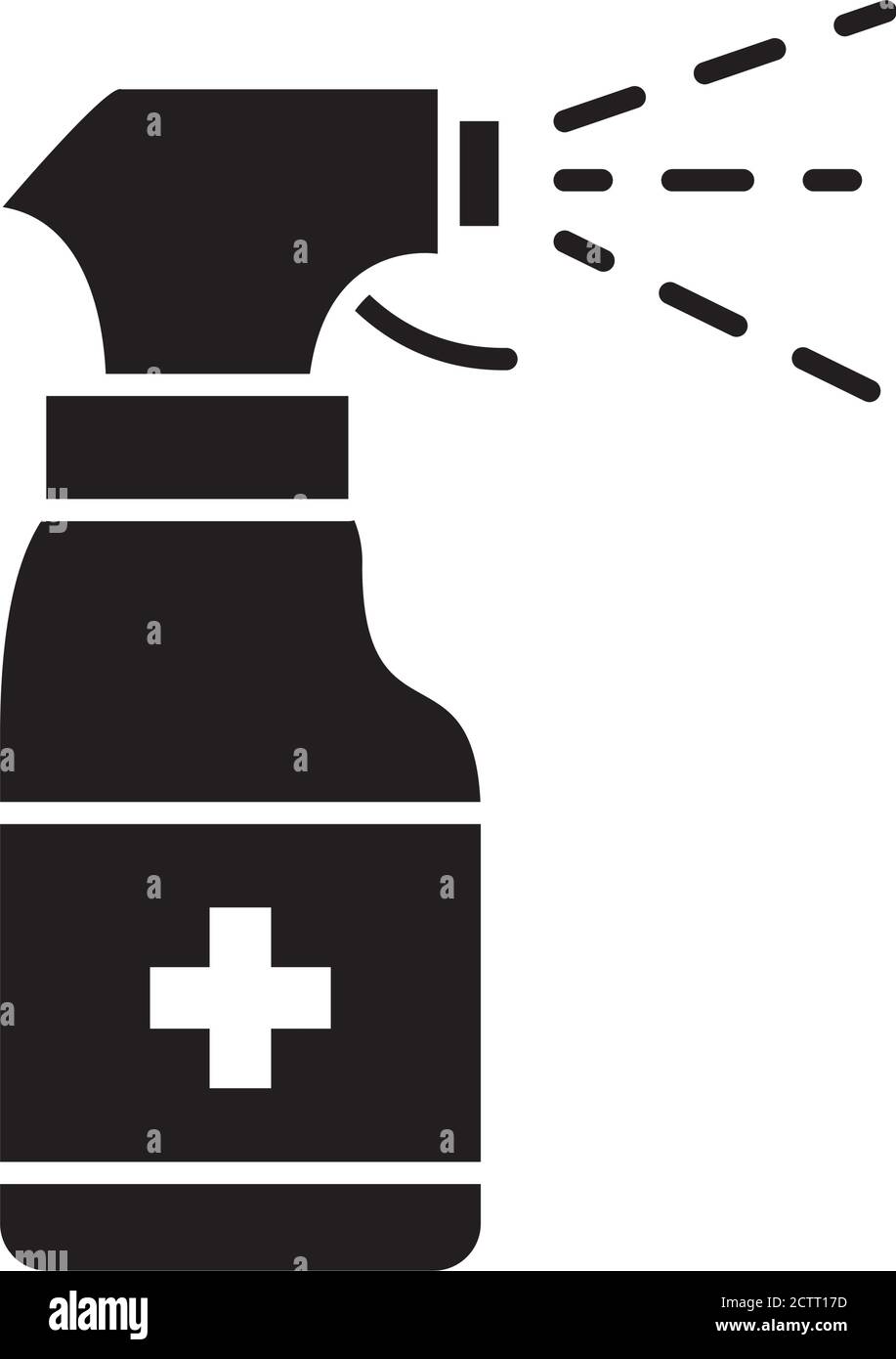 alcohol spray bottle icon over white background, silhouette style ...