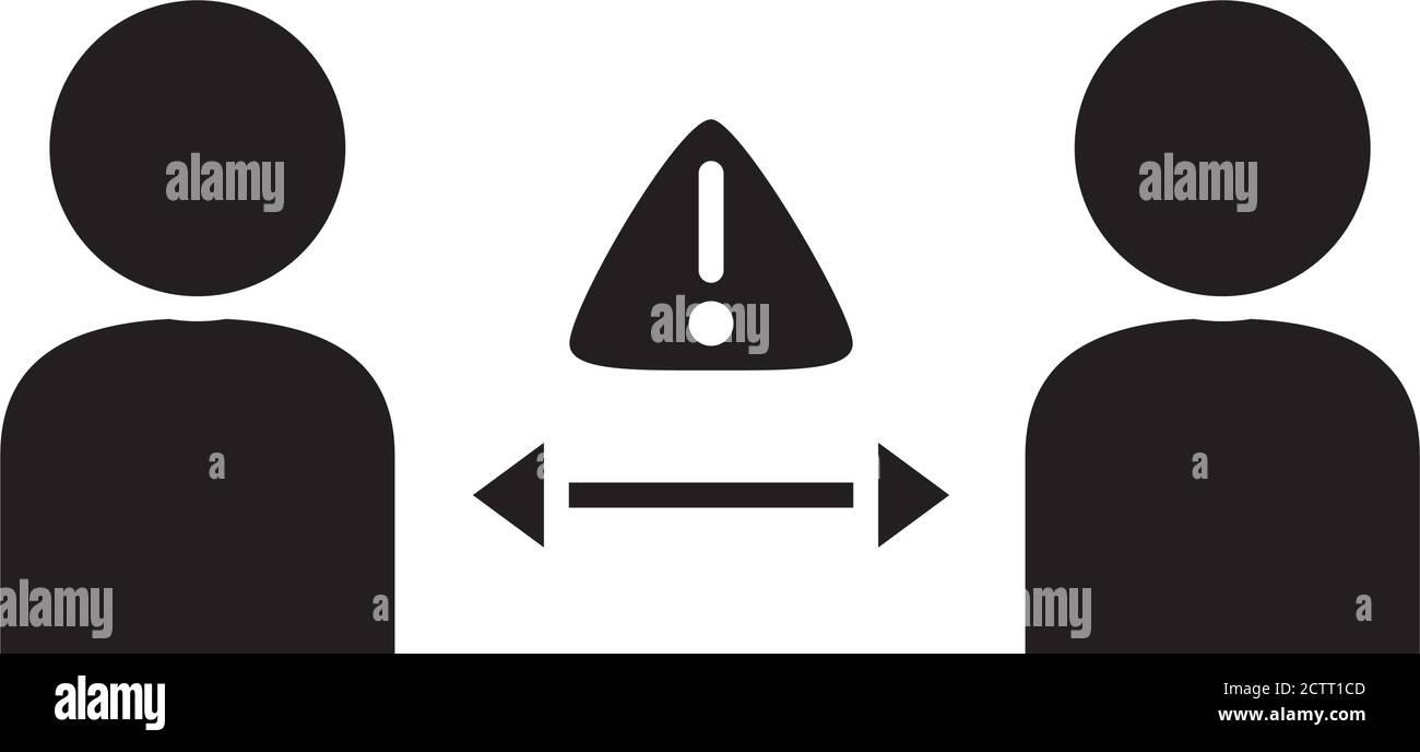 pictogram persons keeping the social distance with warning sign symbol ...