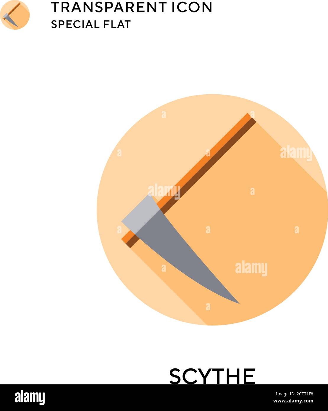 Scythe vector icon. Flat style illustration. EPS 10 vector Stock Vector ...