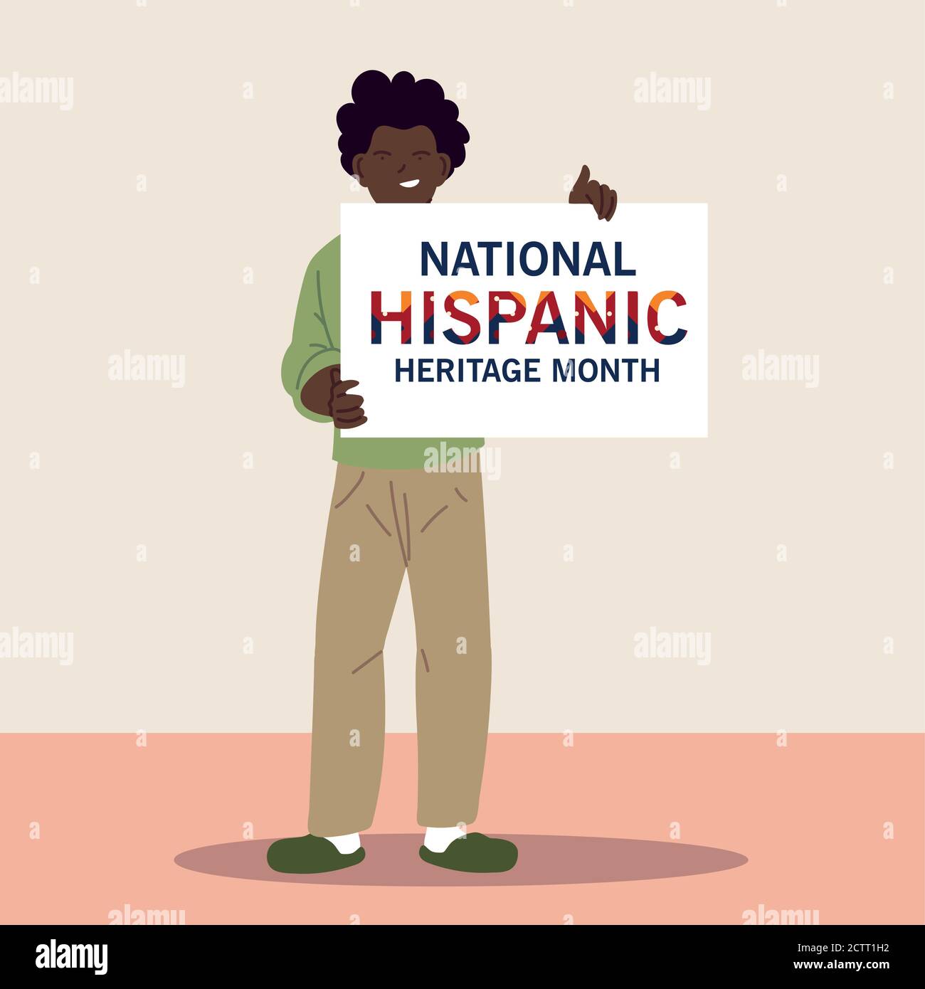 national hispanic heritage month with black man cartoon design, culture ...