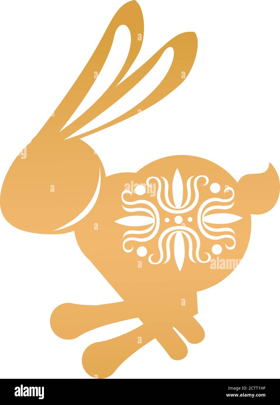 golden rabbit jumping with mid autumn decoration in skin vector ...