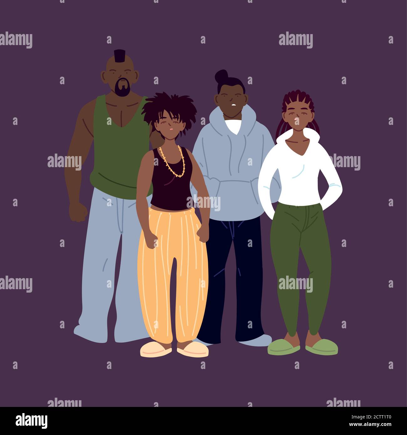 black boys and girls cartoons with urban style design, diversity people ...