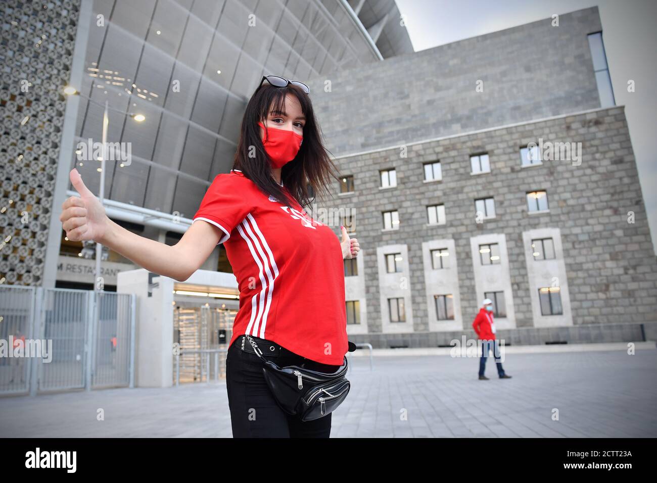 Budapest, Ferenc Puskas Stadium. 24th Sep, 2020. A local female Bayern ...